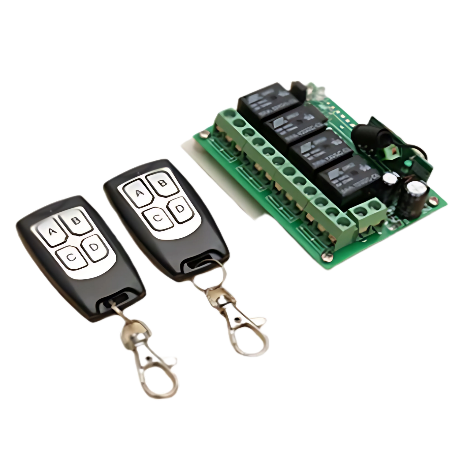 Radio remote control + receiver module, incl. 4-channel relay - 12V ...