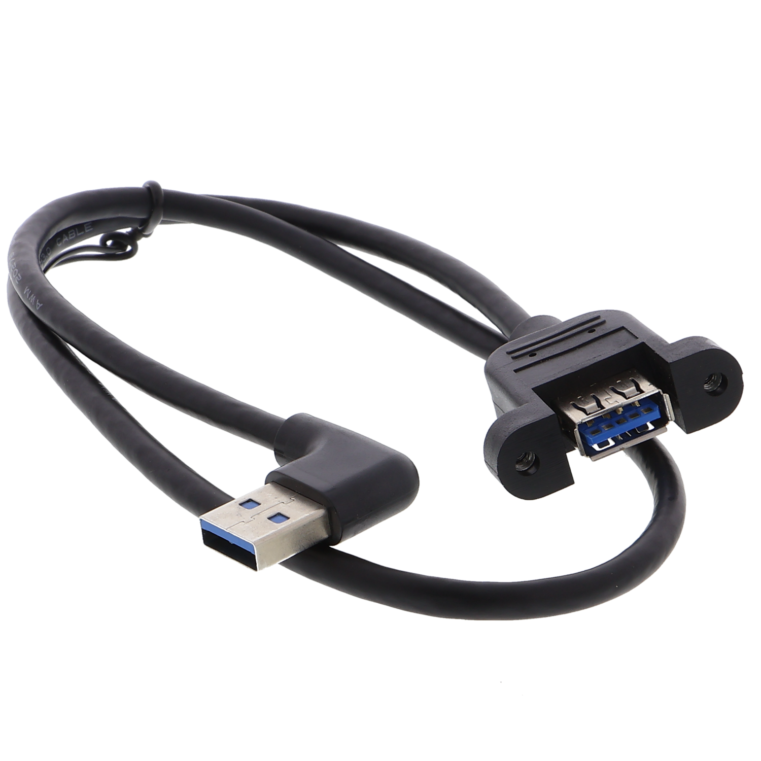 USB-A plug to USB-A socket with mounting - 60cm, black buy cheap online ...
