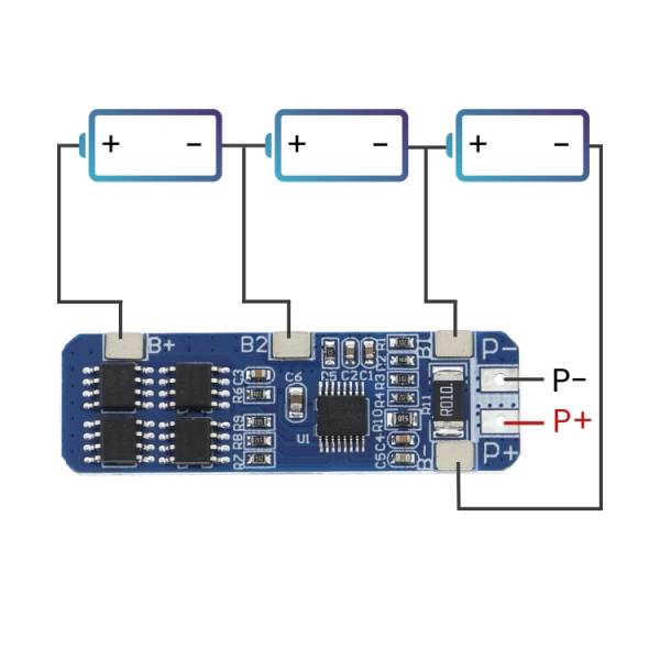 10A BMS HX-3S-01 charge controller for 3x 18650 Li-ion lithium battery ...